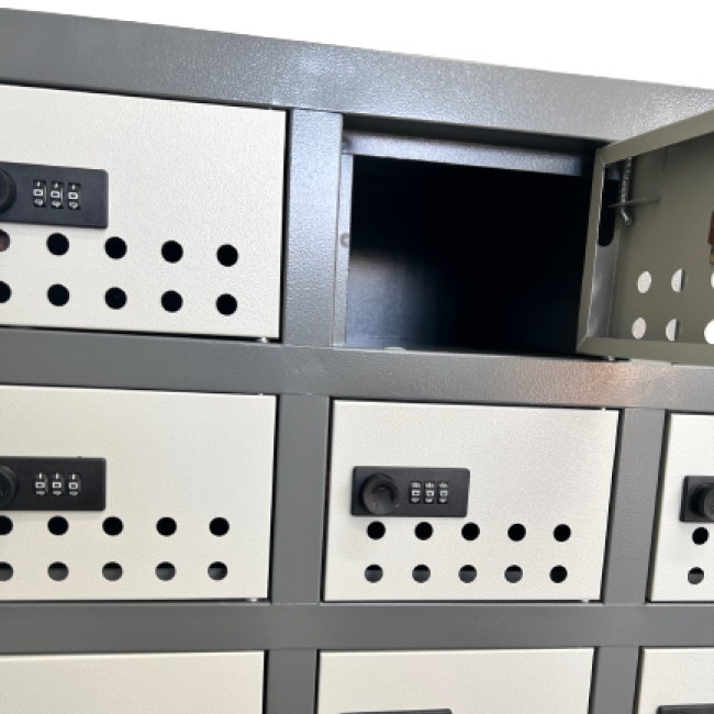 Steel Cell phone Locker | HHH-CELLOCK15-greyivory | SupplyWise